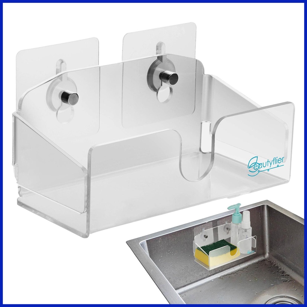 Sink Sponge Holder Adhesive Clear Container Shelf Transparent No ...