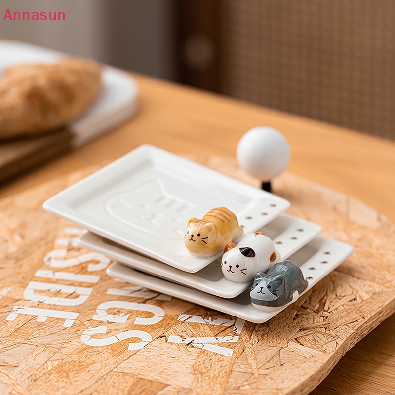 Annasun 3D Cat Soy Sauce Dish Ceramic Cute Japanese Small Seasoning ...