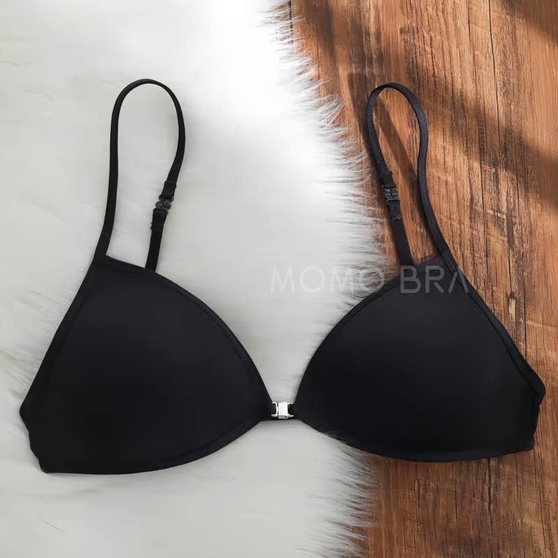 MOMO Front Buckle Push Up Bra Seamless Backless Bra Hanging Neck Style ...