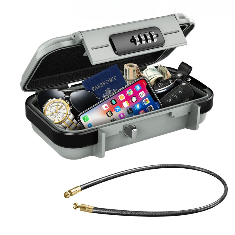 Portable Security Box, Key Safe Box, Combination Key Lock Box for Cash,Smartphones, Passports ...