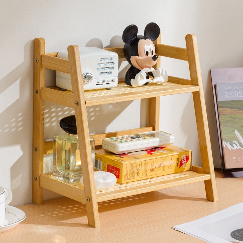 Ins Bamboo 2Layers Desktop Storage Office Rack Table Organizer Rack ...