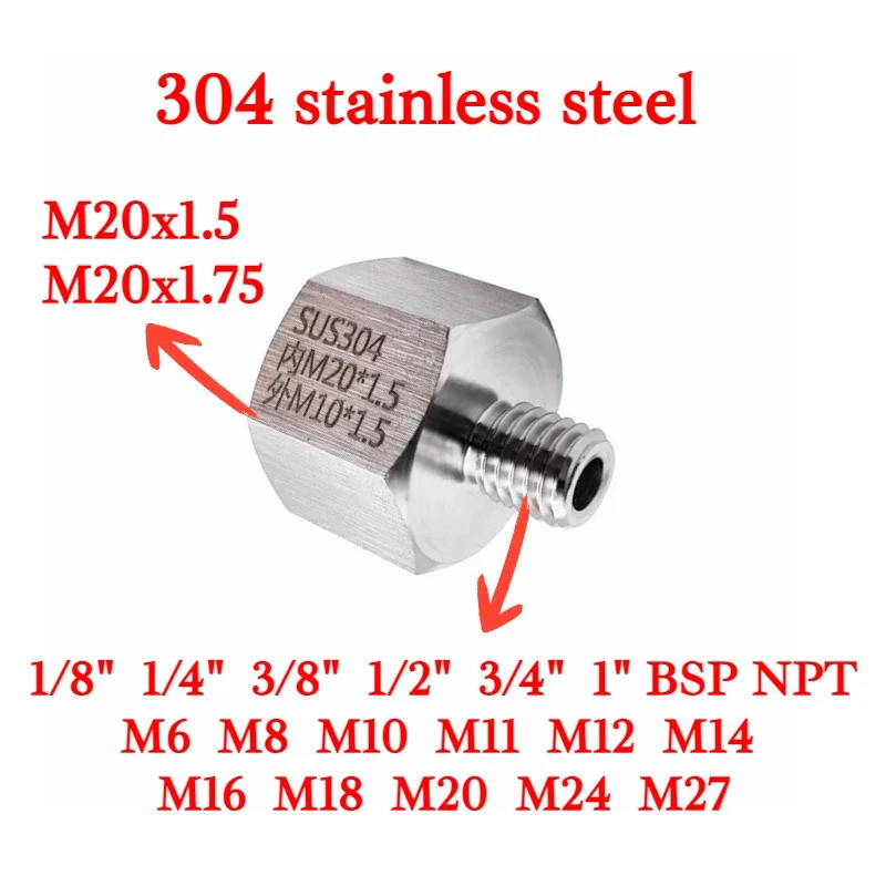 M20 Female to Male BSP/NPT Hex Reducer Bushing Adapter Fitting 304 ...