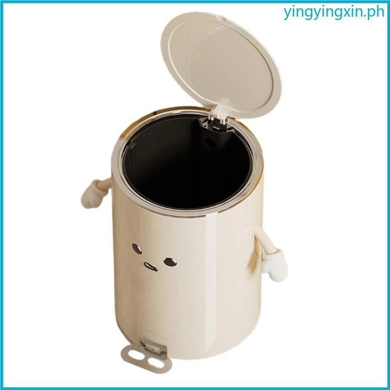 YIN Trash Can Contemporary 8 Liter Foot Operated Garbage Bin with Soft ...