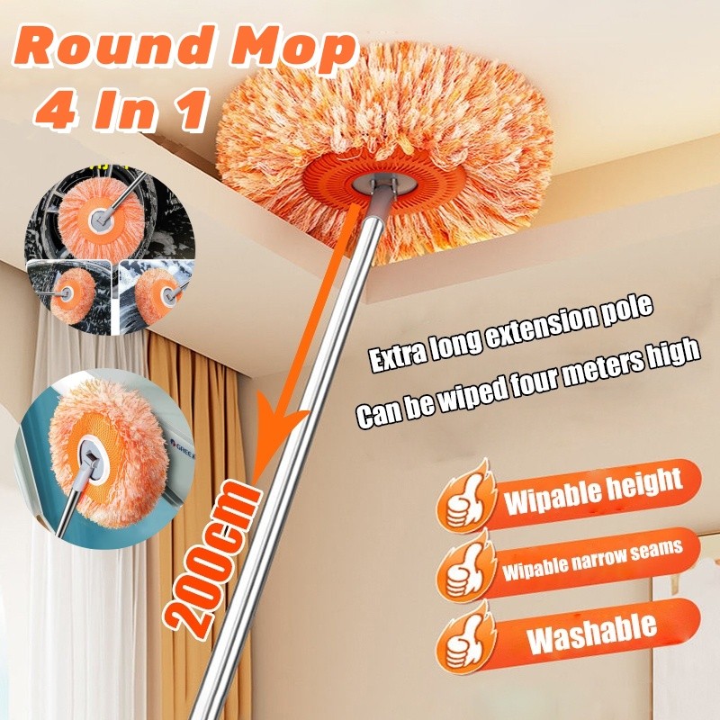 4 in 1 Multifunctional Round Mop Adjustable 360° Rotation Microfiber ...