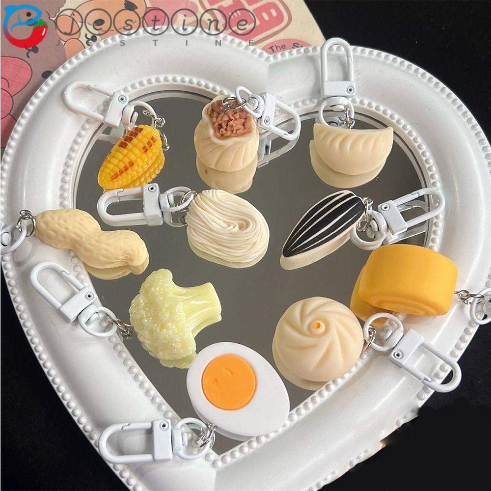 JESTINE Cute Food Key Chain, Steamed Stuffed Bun Corn Chinese Breakfast ...