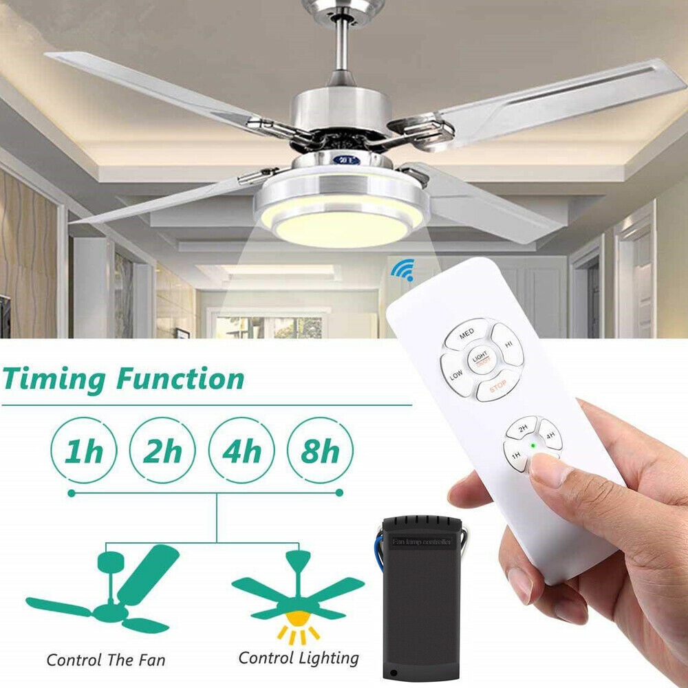 110-220V Universal Ceiling Fan Lamp Remote Control Kit,Timing Wireless Control Switch,Adjusted ...