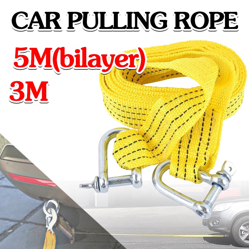Car Tow Strap 3m/4m Heavy-Duty Tow Rope with Metal Safety Hooks for ...