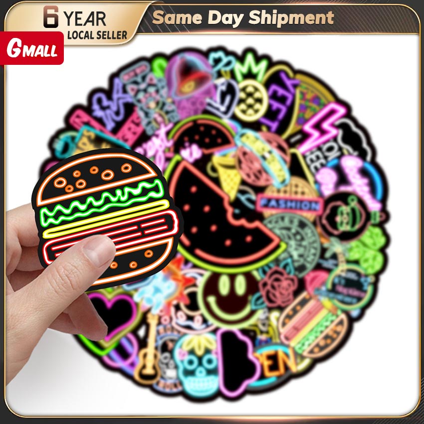 【Fast Delivery】 100pcs Cartoon Neon Vsco Graffiti Stickers Aesthetic ...