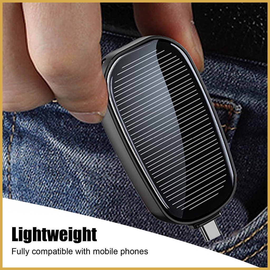 Solar Keychain Mini Power Bank Portable Powerbank Compact Phone Charger ...