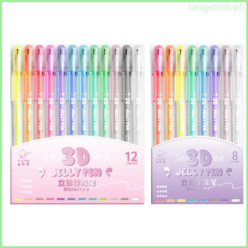 RAN 8 12 Colors Candy Color Gel Ink Pen Handwriting Pens Ink Pens for ...