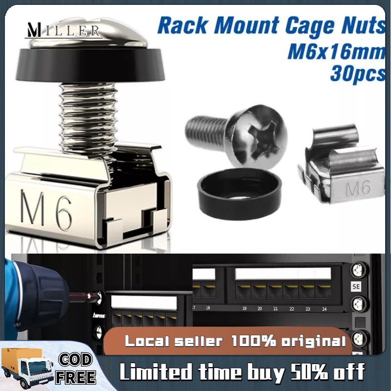 【COD】30pcs M6 x 16mm Rack Mount Cage Nuts M6 Screwnuts For Server ...