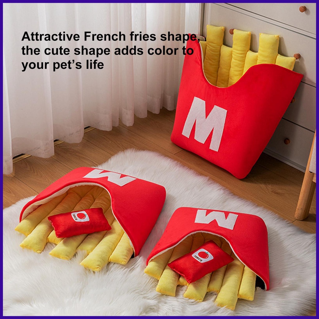 French Fries Cat Bed Cat Bed Plush Pet Sofa Soft Cat Cushion Dog Bed ...