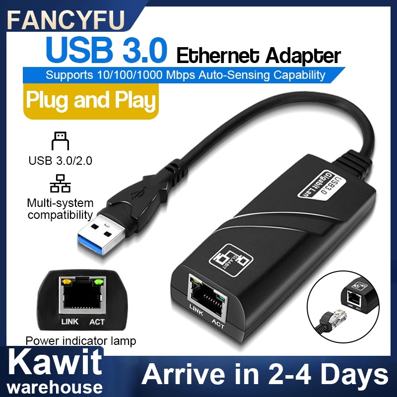 USB 3.0 Gigabit LAN Driverless USB to RJ45 Cable Converter 10/100/1000 ...