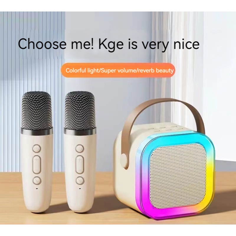 K12 Mini Portable Karaoke Bluetooth Speaker With Dual Microphone Audio Integrated Microphone ...