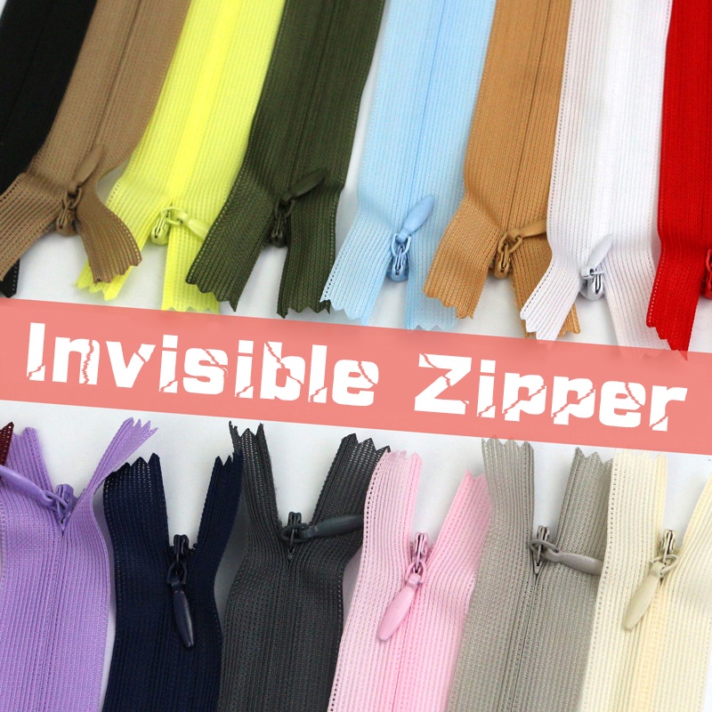 10 Pieces Long Invisible Zippers 3# 18/25/30/40/50/60cm Nylon Coil ...