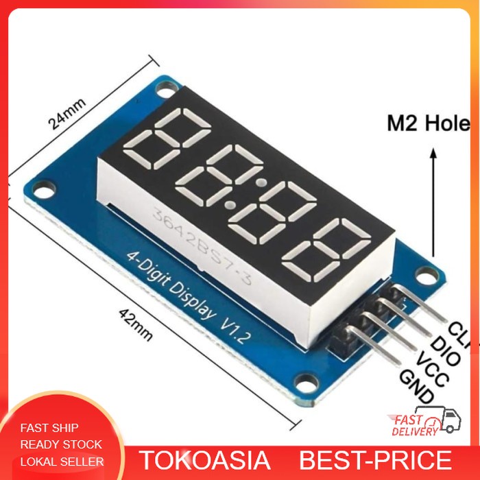 Tm 1637 Clock Module 4 Digit Timer Clock Arduino Raspberry Pi Shopee 1111