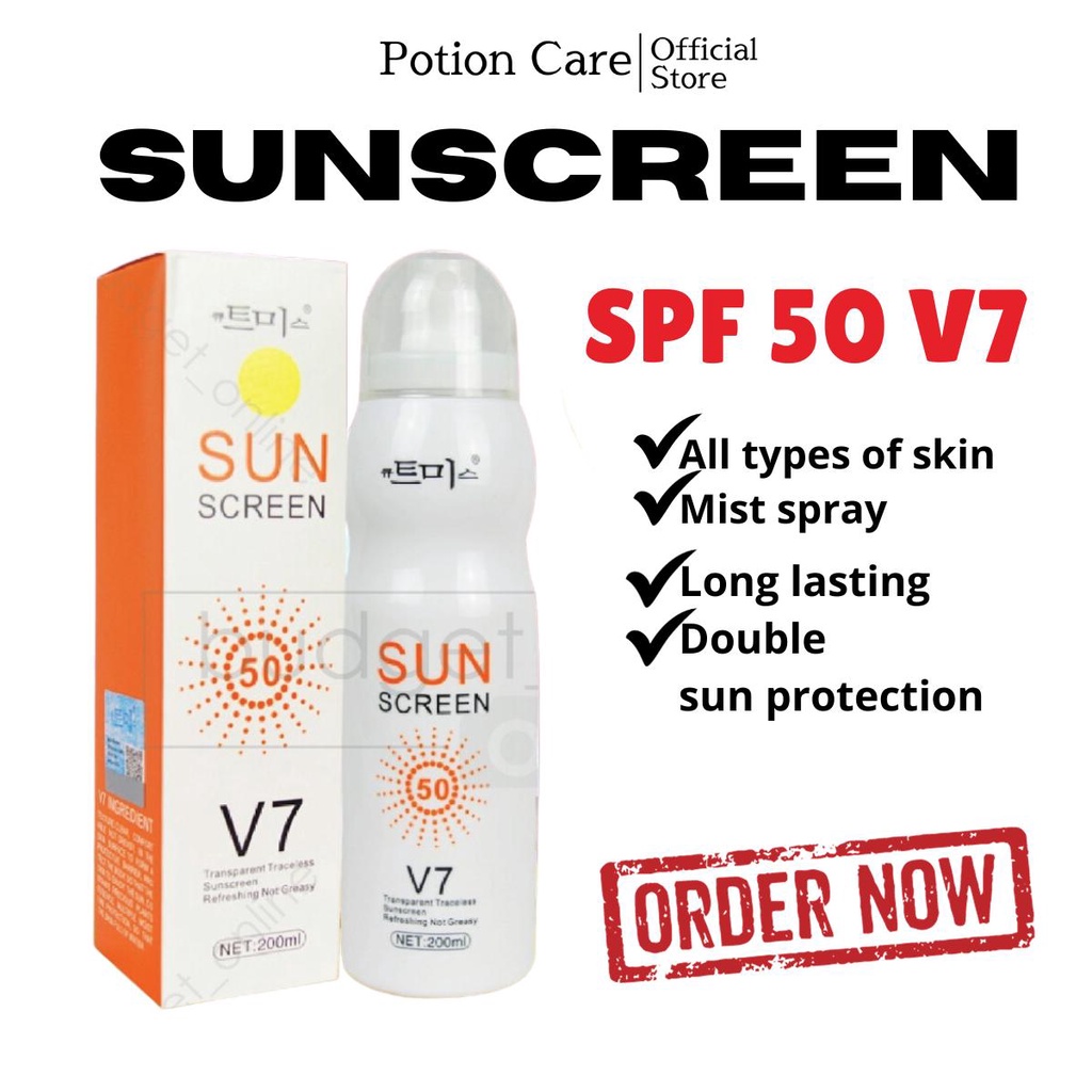ORIGINAL Sunscreen SPF50 V7 Korean Spray lotion Instant Whitening ...