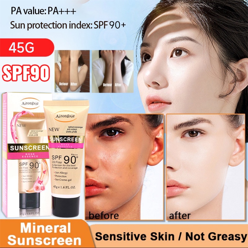 SPF90+ Whitening Sunscreen Cream Long Lasting UV Protection Base Concealer Refreshing ...