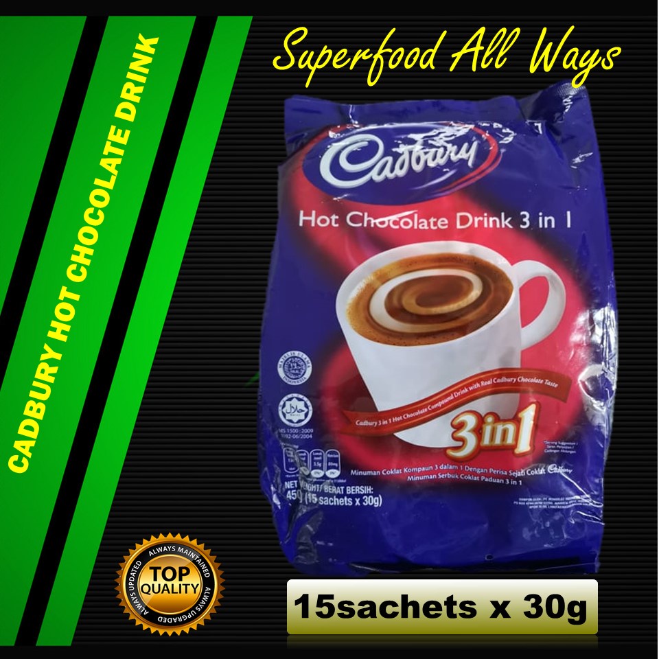 ♞Cadbury Hot Chocolate 3 in 1 Drink (15 sachets x 30g) | Shopee Philippines