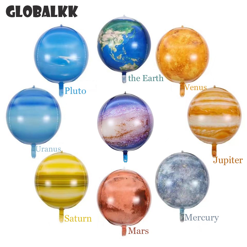 2Pcs 22inch 4D Earth Moon Planet Round Foil Balloons Solar System ...