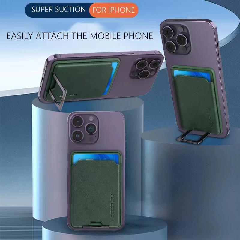 Card Cell Phone Holder for iPhone, Magsafe Magnetic Leather Wallet ...