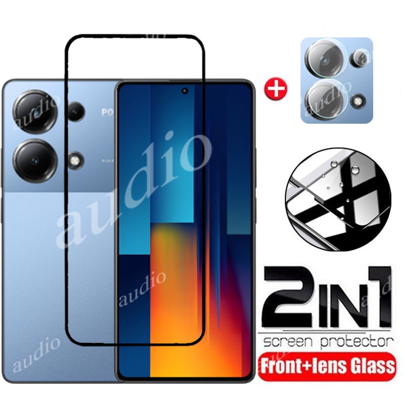 2in1 Tempered Glass Film For Poco M6 Pro M6Pro 4G 2024 Screen Protector ...