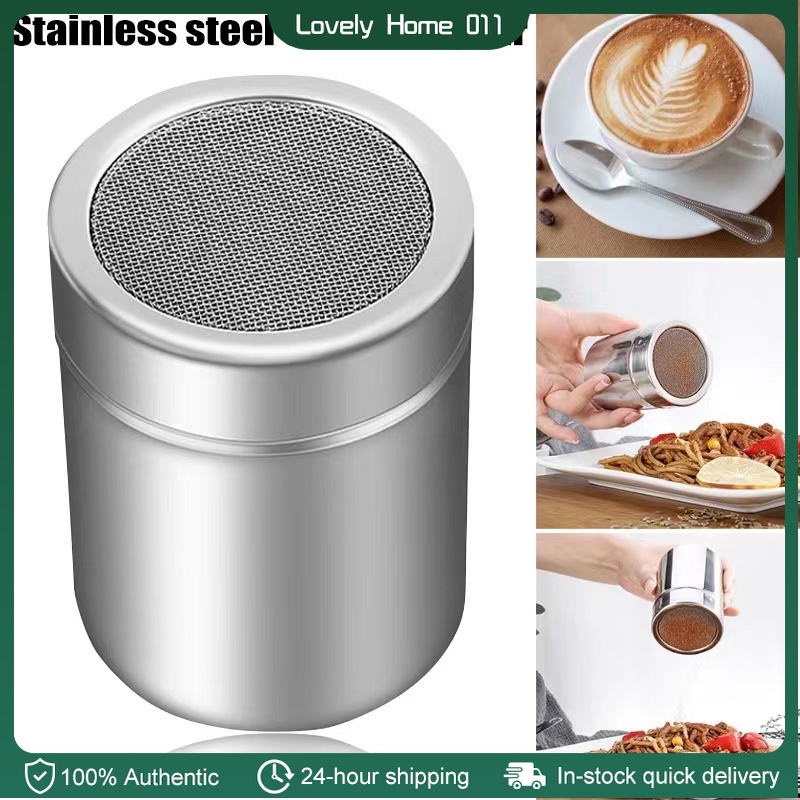 Stainless Steel Powder Shaker Mesh Sifter Sprinkler With Lid For Cocoa ...