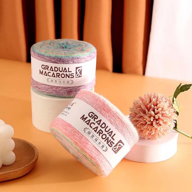 Yarn Gradient Mohair Yarn Rainbow Dyeing Macaroon Yarn Handmade DIY Knitting Scarf Hat Sweater ...