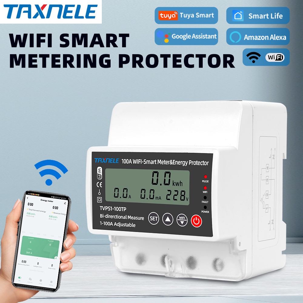 80-300V 100A TUYA WiFi Smart Circuit Earth Leakage Over Under Voltage ...