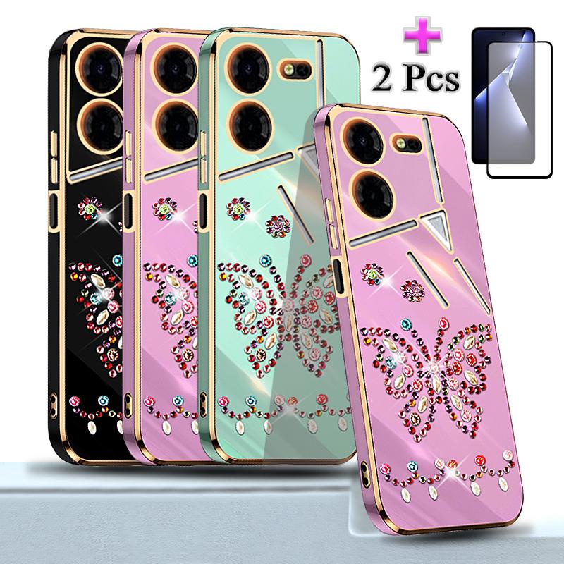 2 IN 1 For Tecno Pova 5 Pro 5G LH8n Phone Case Straight edge gold ...
