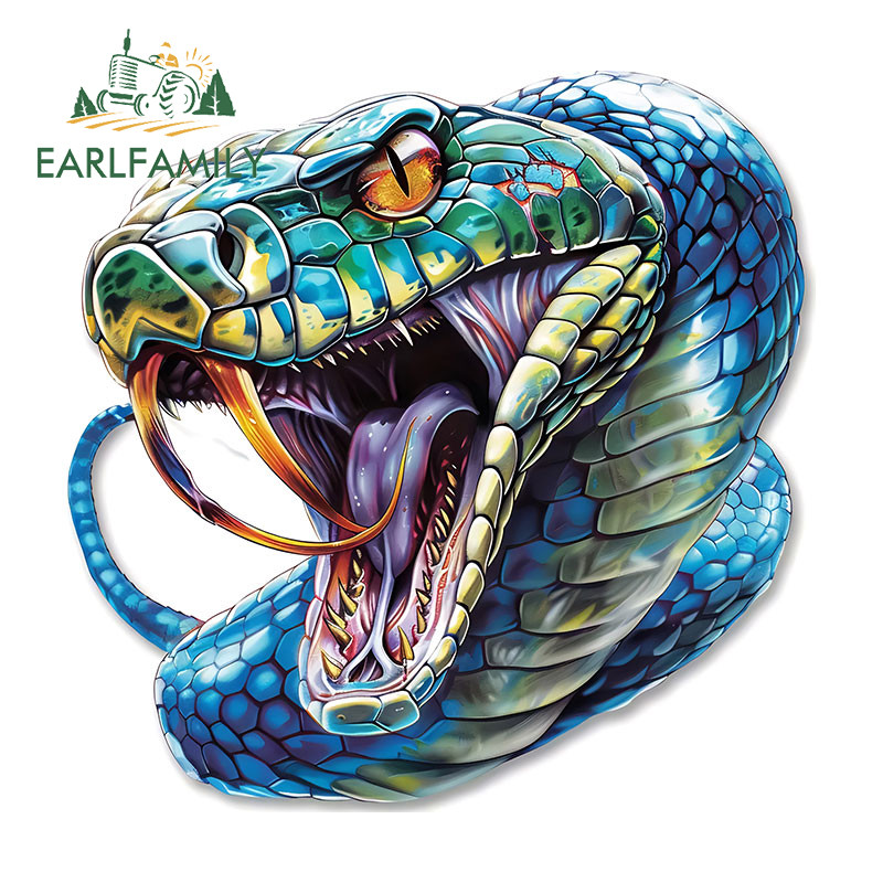 EARLFAMILY Snake Head Car Stickers Occlusion Scratch Caravan Surfboard ...