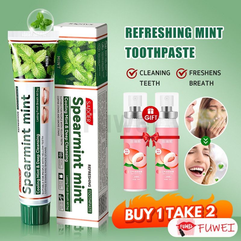 Buy 1 Take 2 SADOER Teeth Brightening Toothpaste Refreshing Mint Baking ...