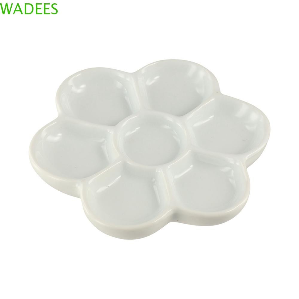WADEES Ceramic Paint Palette, 6/7/8/9 Grids White Paint Palette Tray, Traditional Portable ...
