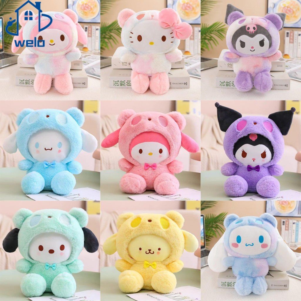 WELO 25cm Sanrio Plush Doll Toy Cute Hello Kitty Cinnamoroll My Melody ...