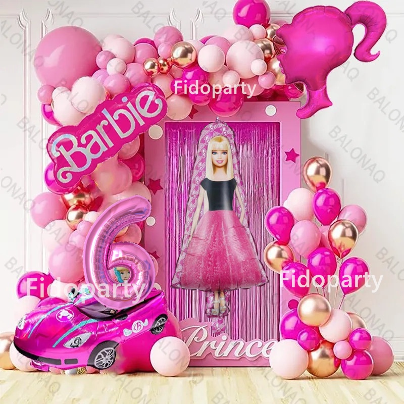 65pcs Pink Barbie Balloon Set Garland Arch Kit Balloons For Girls ...