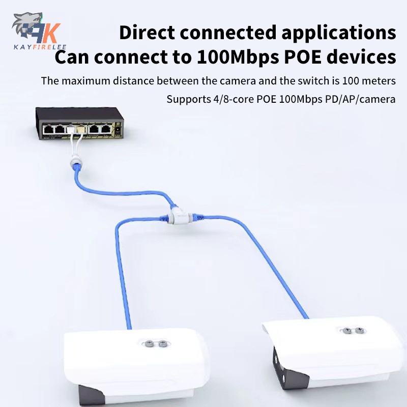 (KFL) 1PC POE Splitter Adapter Ethernet One Network Cable Two Camera ...
