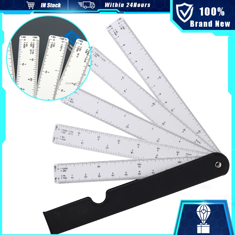5 Blades Architect Drawing Scale Ruler Flexible Fan-Shape Measure for ...