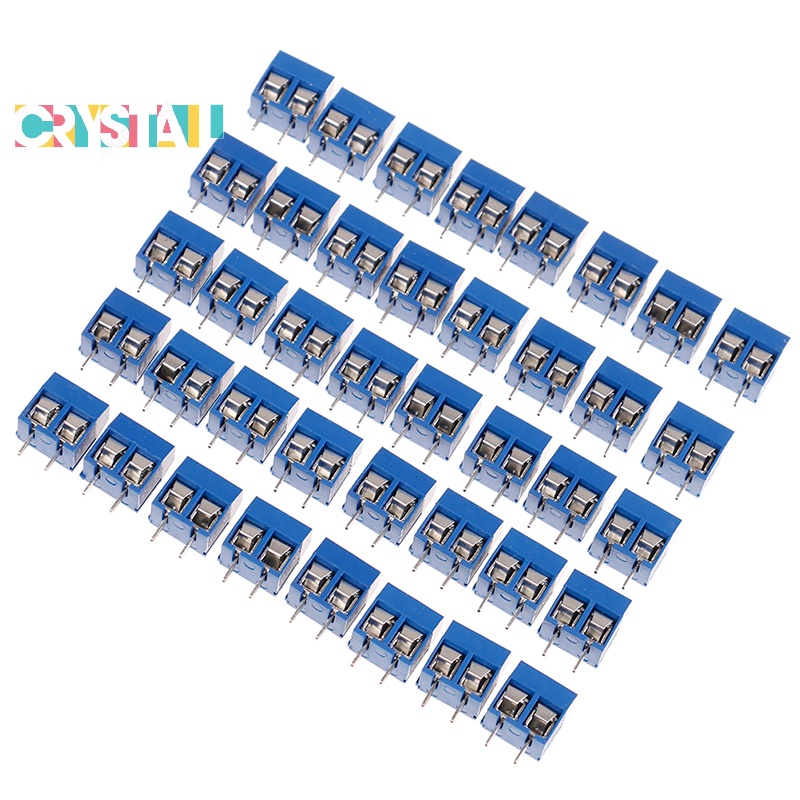 Crystal- 10Pcs blue 2-pin pitch screw terminal block connector 5.08mm ...