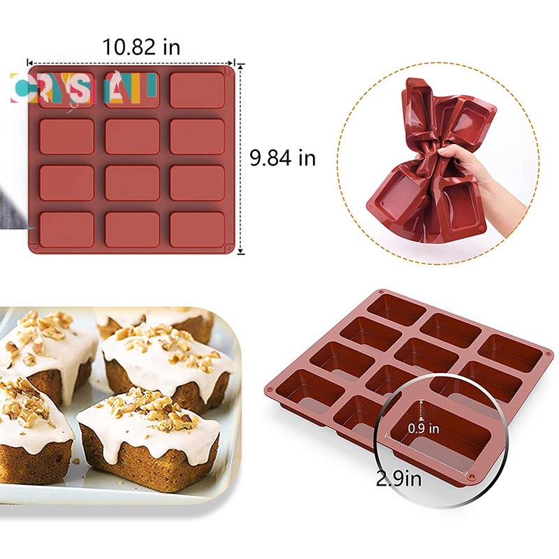 Crystal- 12 Cavities Non- Mini Brownie Pan Bread Pan Silicone Mini Loaf ... Crystal- 12 Cavities Non- Mini Brownie Pan Bread Pan Silicone Mini Loaf ...