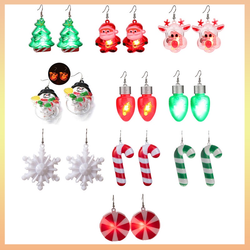 Party Earrings Christmas Tree Light Up Bulb Earrings Led Bulb Flashing ...