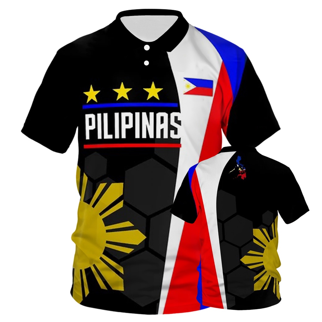 PHILIPPINES Flag Tattoo Custom 3D Print Polo Shirts Men Slim Collar ...