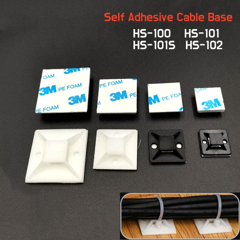 Cable Tie Bases Mount 3M Glue Wire Removable Self Adhesive Wall Holder ...