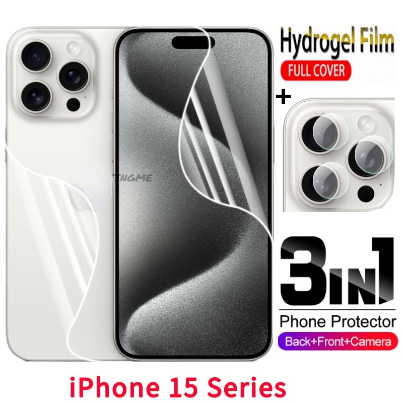3in1 Front Back Full Cover Hydrogel Film For iPhone 15 Pro Max 14 Pro ...