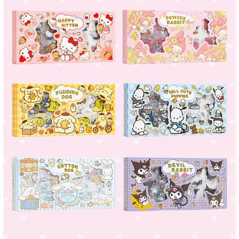 40Pcs/Box Sanrio Stickers Cute Cartoon mymelody Kuromi Cinnamoroll Pom ...