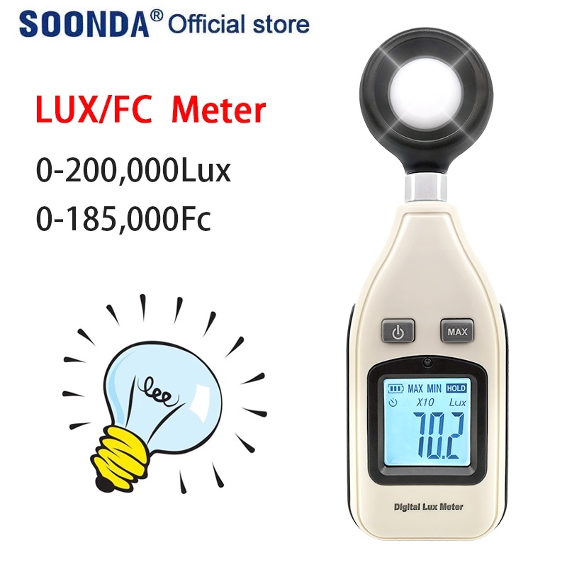 Digital Photometer Enviromental Testing Lux Meter 200,000 LUX Light ...