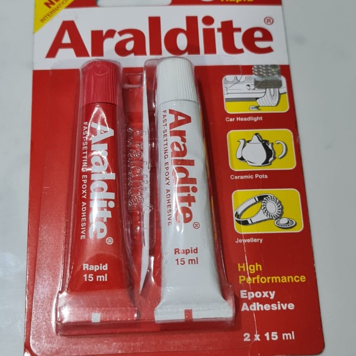 MERAH ORIGINAL ARALDITE red rapid iron Epoxy glue white 5 minutes 2 x ...
