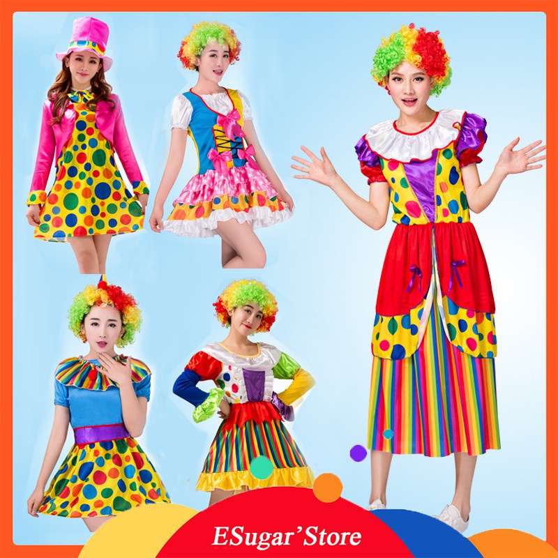 Adult Female Circus Clown Costumes for Women Droll Joker Cosplays ...