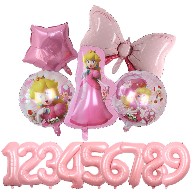 Princess Peach Balloon Set 32''Number Peach Girl Birthday Party ...