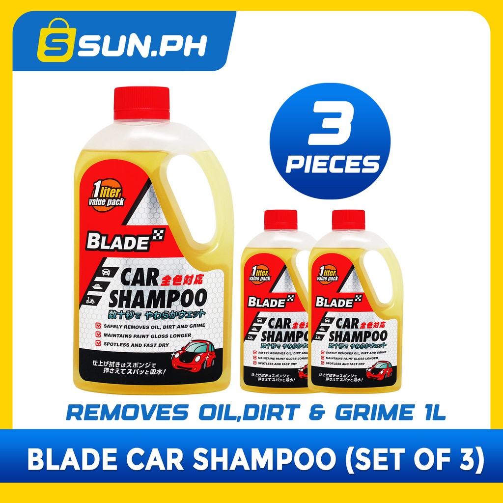 Blade Car Shampoo 1 Liter Removes Oil, Dirt And Grime (Yellow) (Bundle ...