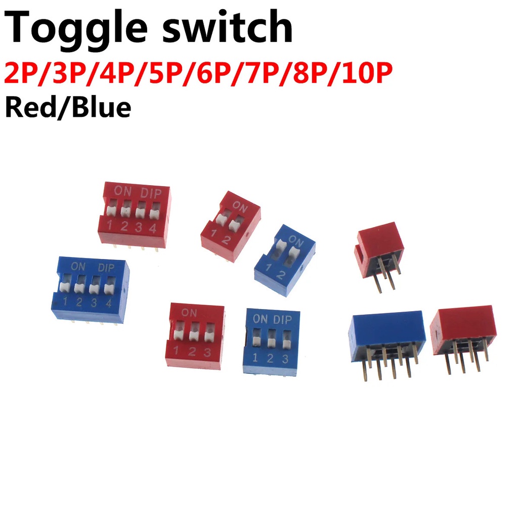 50pcs Slide Type Switch Module 1 2 3 4 5 6 7 8 10 12 PIN 2.54mm DIP Red ...